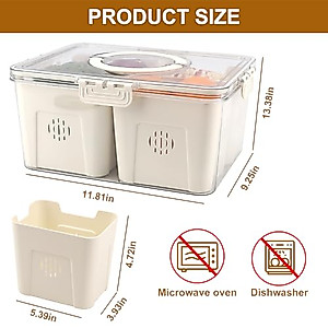 Airtight Fruit Storage Containers for Fridge with Lids & Handle, BPA-Free Food Storage Container with 4 Removable Colanders, Berry Vegetable Fresh Produce Saver, Refrigerator Organizer Bins