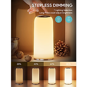 EASEMO LED Touch Lamp, RGB Bedside Table Lamps with Timer Function, Dimmable Warm White Reading Night Light with Memory Function for Nightstand Bedroom