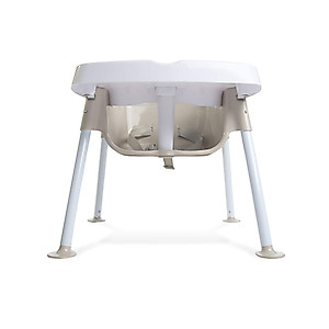 Foundations Secure Sitter 7-13" Adjustable Height Feeding Chair, 1 Pack, Stable “No Tip” Feet, 3-Point Adjustable Harness, Removable Tray, Easy to Clean, Smooth Plastic (White/Tan)