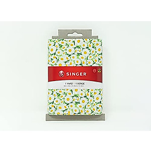 Singer Fabric, 100% Cotton, Spring Collection, 1 Yard Precut, Green Daisy