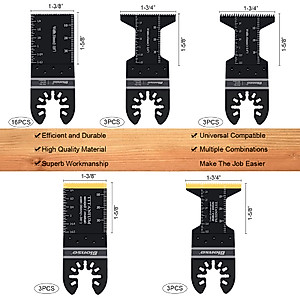 Bionso 28PCS Oscillating Saw Blades, Professional Universal Titanium Multitool Blades for Wood Plastics Metal, Quick Release Multi Tool Blades Kits Fit Dewalt Ryobi Milwaukee Rockwell Fein Makita