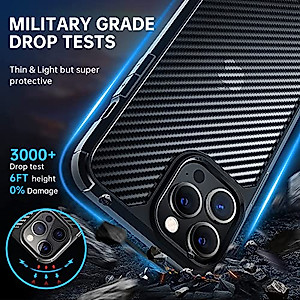Facbiny Compatible with iPhone 13 Pro Max Case, Carbon Fiber Series [Military Grade Drop Tested], Anti Fingerprints & Scratch, Translucent Slim Fit Shockproof Phone Case 6.7", Black