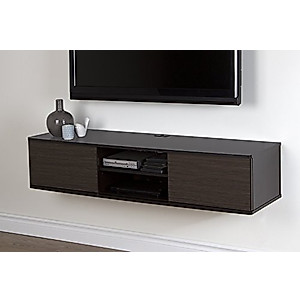 South Shore Floating Wall Mounted Media Console, Chocolate & Zebrano