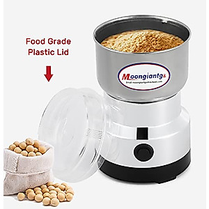 Moongiantgo Mini Spice Coffee Grinder Electric 10s Fast Grinding Multifunction Smash Machine Dry Grain Mill Grinder for Spices Seeds Rice Beans Seasonings (Silver, 110V)