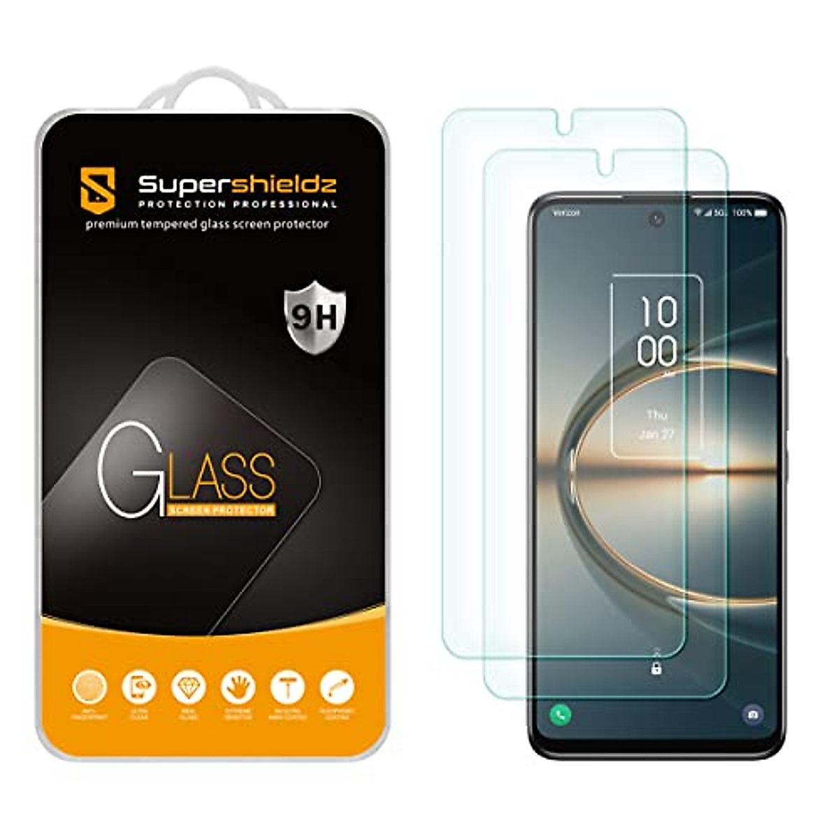 Supershieldz (2 Pack) Designed for TCL 30 V 5G Tempered Glass Screen Protector, Anti Scratch, Bubble Free