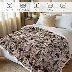 BlessLiving Fuzzy Dog Blanket for Kids Adults Puppy Lovey Fleece Blanket Reversible Animal Pattern Sherpa Throw (Weimaraner, 108x 90 Inches)