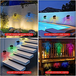 EGOBOO Solar Deck Lights for Stairs Outdoor Waterproof Led,6 Pcak Color Glow Fence Lights Solar Powered,Universal Front Yard Garden Pool Wall Wtep Post Mailbox Patio Landscape Lamps (Black)