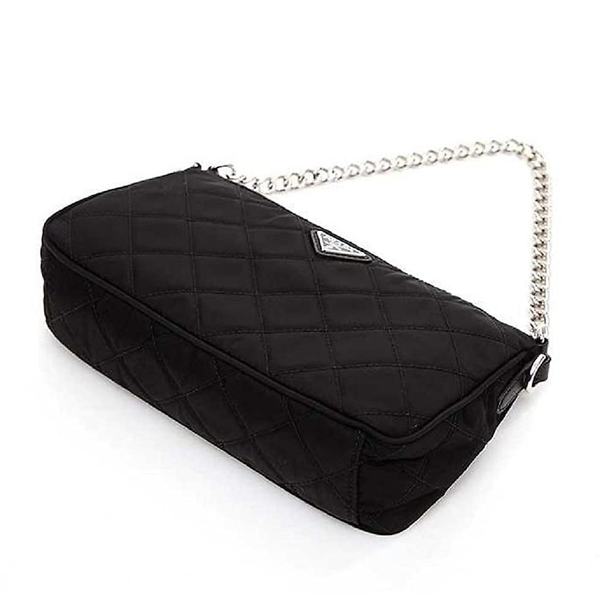Prada Quilted Tessuto Nylon Chain Black Convertible Shoulder Bag 1BH026