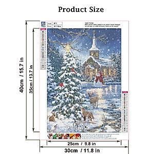DIYDECORFUN Christmas Tree Diamond Painting Kits for Adults, 5D Diamonds Art Cabin, Winter Paint with Diamonds Round Full Drill Gems Art, Snowman Diamond Dots Art Kits for Beginners (12x16Inch)