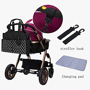 Lmbabter Diaper Bag Tote with Changing Station Upgrade Multi-Function Baby Bag with Adjustable Shoulder Strap Insulated Pockets (Black)
