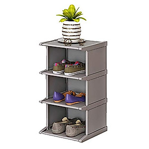 3 Tier Vertical Shoes Rack Storage Stand, Multifunctional Shoe Organizer Shelf Closet Holder, Shoe Cabinet for Doorway/Entrance/Living Room/Dormitory, Gray, 30×28×53cm