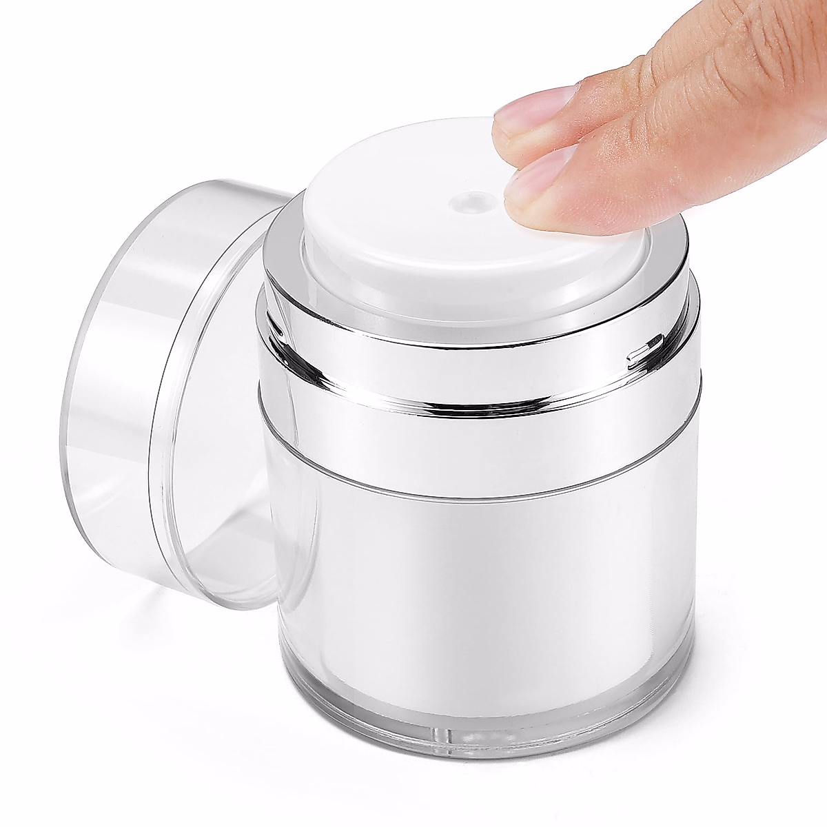 WLLHYF Airless Pump Jar Refillable Cream Jar Vacuum Bottle Airless Cosmetic Travel Container Bottles Portable Leak-Proof 30ml Moisturizer Container for DIY Creams Gels Lotion Toiletry