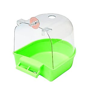 lamphle Parrot Bath Box Easy Installation Washing Dry Cleaning Lightweight Thicken Leak-Proof Parrot Bath Box for Lovebirds Green