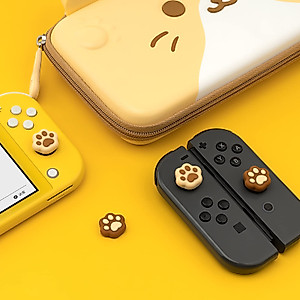 GeekShare 4PCS Cat Paw Shape Thumb Grip Caps,Soft Silicone Joystick Cover Compatible with Switch/OLED/Switch Lite (Milk Tea Brown)