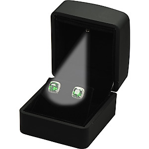 LED Earring Jewelry Gift Box for Wedding, Proposal, Birthday...Luxury LED Diamond Stud Earring Jewelry Gift Box with Light for Women for Men (Black Earring Box)