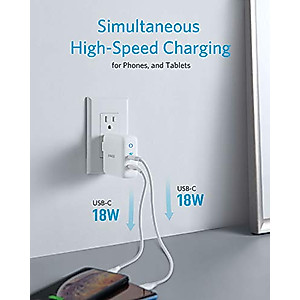 iPhone Charger USB-C, Anker 36W 2-Port PIQ 3.0, PowerPort III Duo Type C Foldable Fast Charger, Power Delivery for iPhone 12/12 Mini/12 Pro/12 Pro Max/11/XR, Galaxy, Pixel, iPad Pro and More