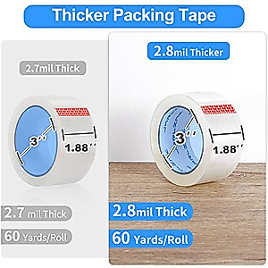 JARLINK Clear Packing Tape (18 Rolls), Heavy Duty Packaging Tape for Shipping Packaging Moving Sealing, Stronger & Thicker 2.8mil, 1.88 inches Wide, 60 Yards Per Roll, 1080 Total Yards
