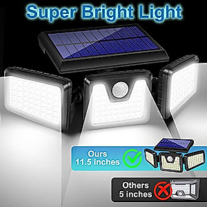 AmeriTop Solar Lights Outdoor, 2 Pack 128 High Brightness LED Cordless Solar Motion Sensor Lights; 3 Adjustable Heads, 270°Wide Angle Illumination, IP65 Waterproof, Security LED Flood Light(Daylight)