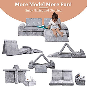 LOAOL Kids Couch Glow Toddler Couch, Modular Kids Couch for Playroom, Foam Play Couch Sofa Imaginative Playset for Boys Girls, Convertible Toddler Sofa Floor Cushion, Kids Play Couch