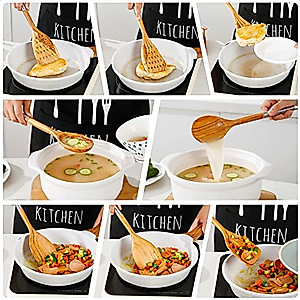 Olive Wooden Spoons for Cooking, NAYAHOSE 5 Pcs Cooking Utensils Set with Stainless Steel Handle, Heat-Resistant Olive Wood Spatulas for Non-Stick Pan