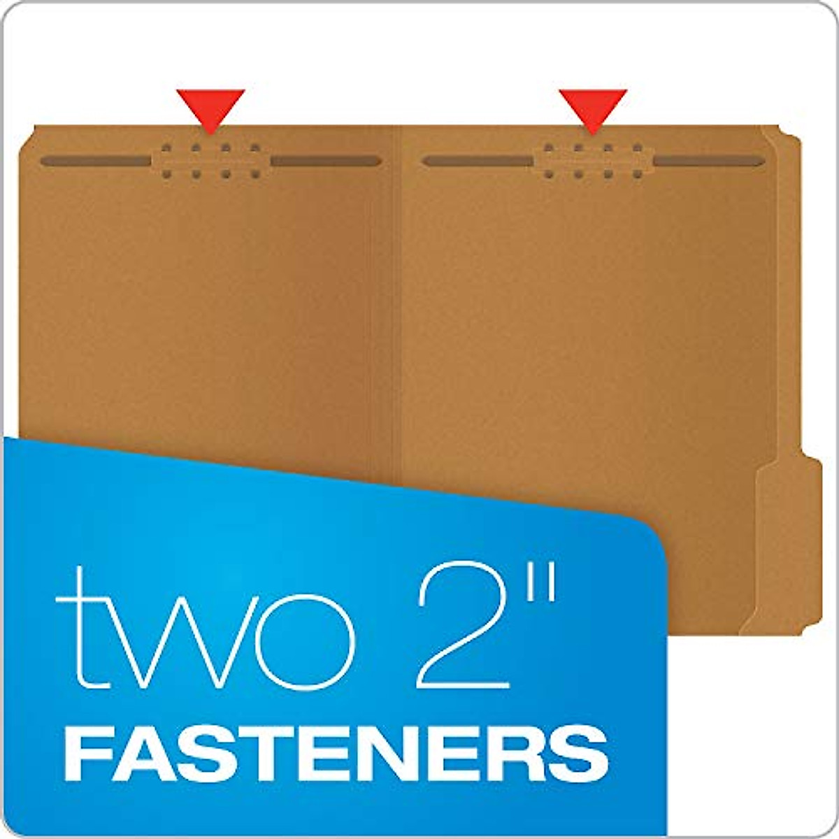 Pendaflex Fastener Folders, 2 Fasteners, Letter Size, Kraft, 1/3 Cut Tabs, in Left, Right, Center Positions, 50 Per Box (FK212),Brown
