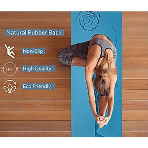 Pan Yoga Non Slip Yoga Mat with Carrying Strap – 100% Eco-friendly Pro Yoga Mat- Natural Rubber and PU - Organic Yoga Mat for Women, Large Yoga Mat for Men, (74" x 28" x 4mm Thick) (Sky Turquoise)