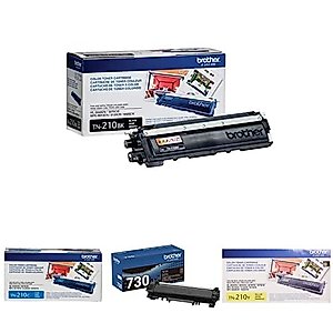 Brother Toner Cartridge Set, 4-Pack, Black, Cyan, Magenta, and Yellow (TN-210)