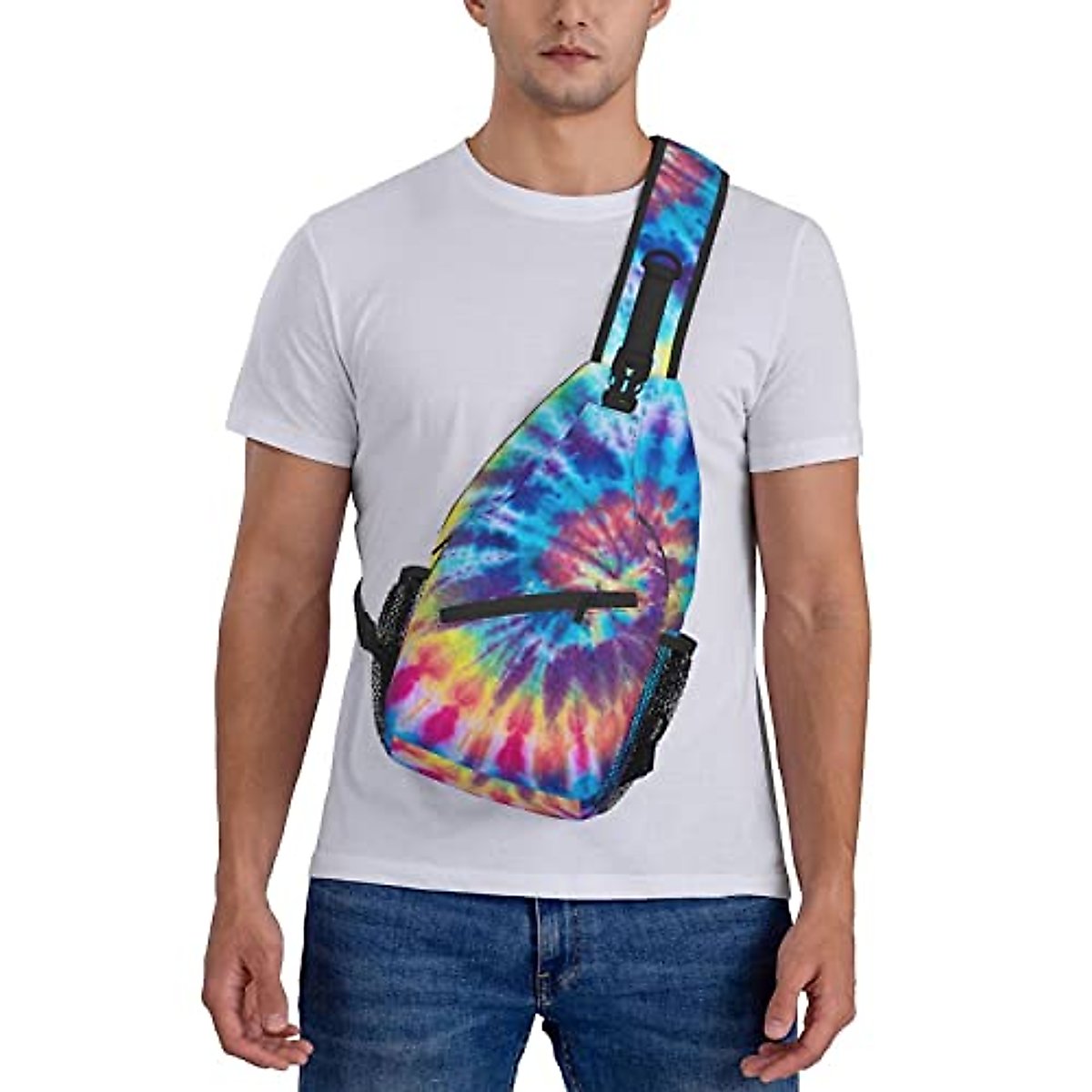 Tie Dye Sling Backpack Leisure Oblique Cross Chest Bag For Men Women,Durable Adjustable Gym Bag Cycling Traveling Hiking Daypack