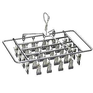 trrcylp Clothes Drying Racks Clip Hangers Metal with 28 Clips Windproof Hook Underwear Hanger Foldable Laundry Clip for Socks Bras (Grey)