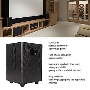 150W Powered Subwoofer, 6.5 in Speaker with High Shock Absorption, Ground Low Pass Filtering, Enhance The Bass, Plug and Play, Deep and Powerful Sound for Home Theater