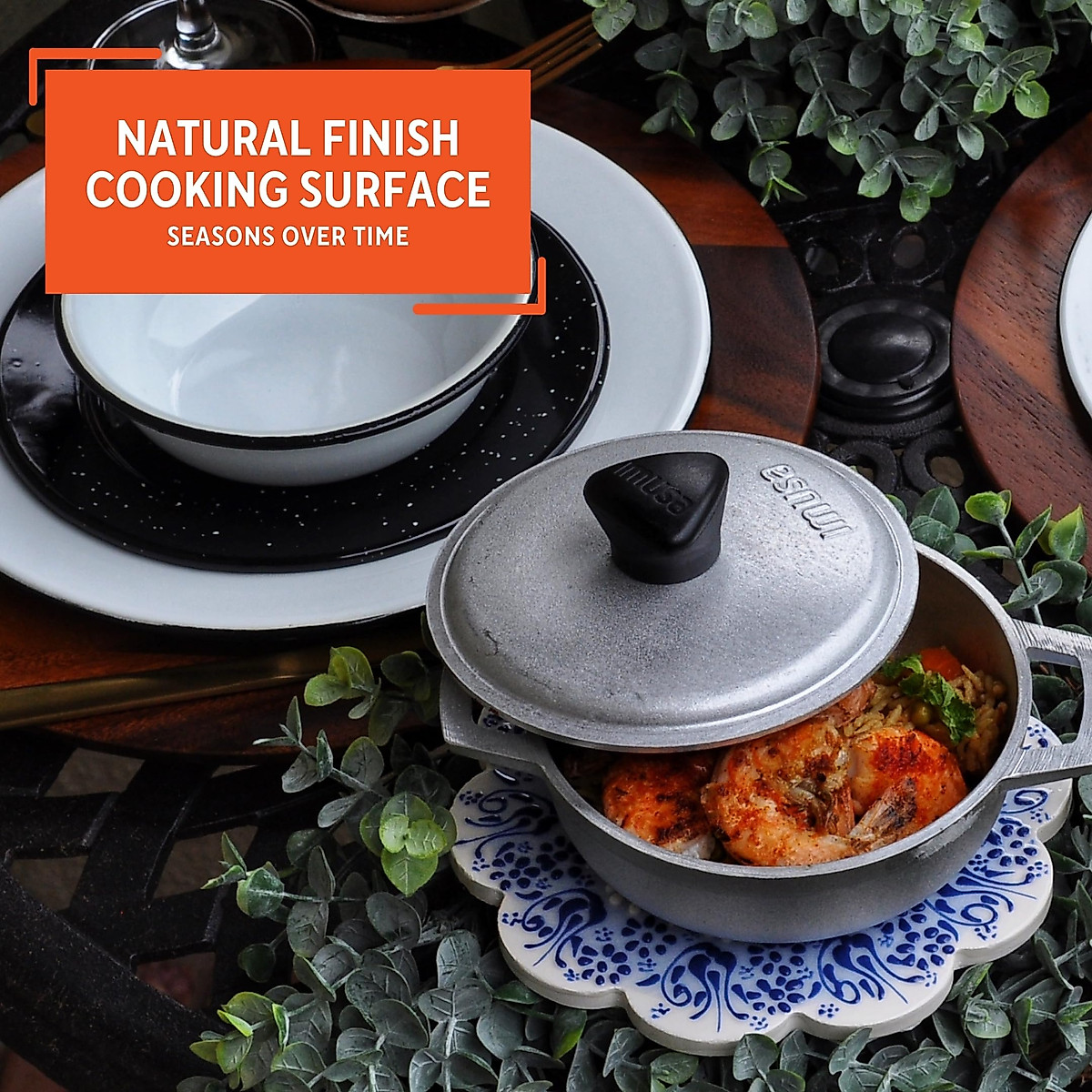 IMUSA 0.5Qt Mini Cast Aluminum Traditional Caldero Set with Lid,Silver