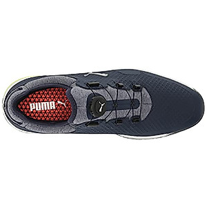 PUMA Golf Men's PROADAPT ALPHACAT DISC Golf Shoe, Peacoat-Puma Silver-Safety Yellow, 12