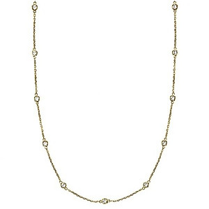 The Diamond Deal 14kt Yellow Gold Womens Round 1.00CT Diamond By the Yard Necklace (16 inches Long Necklace and 1mm Thick)