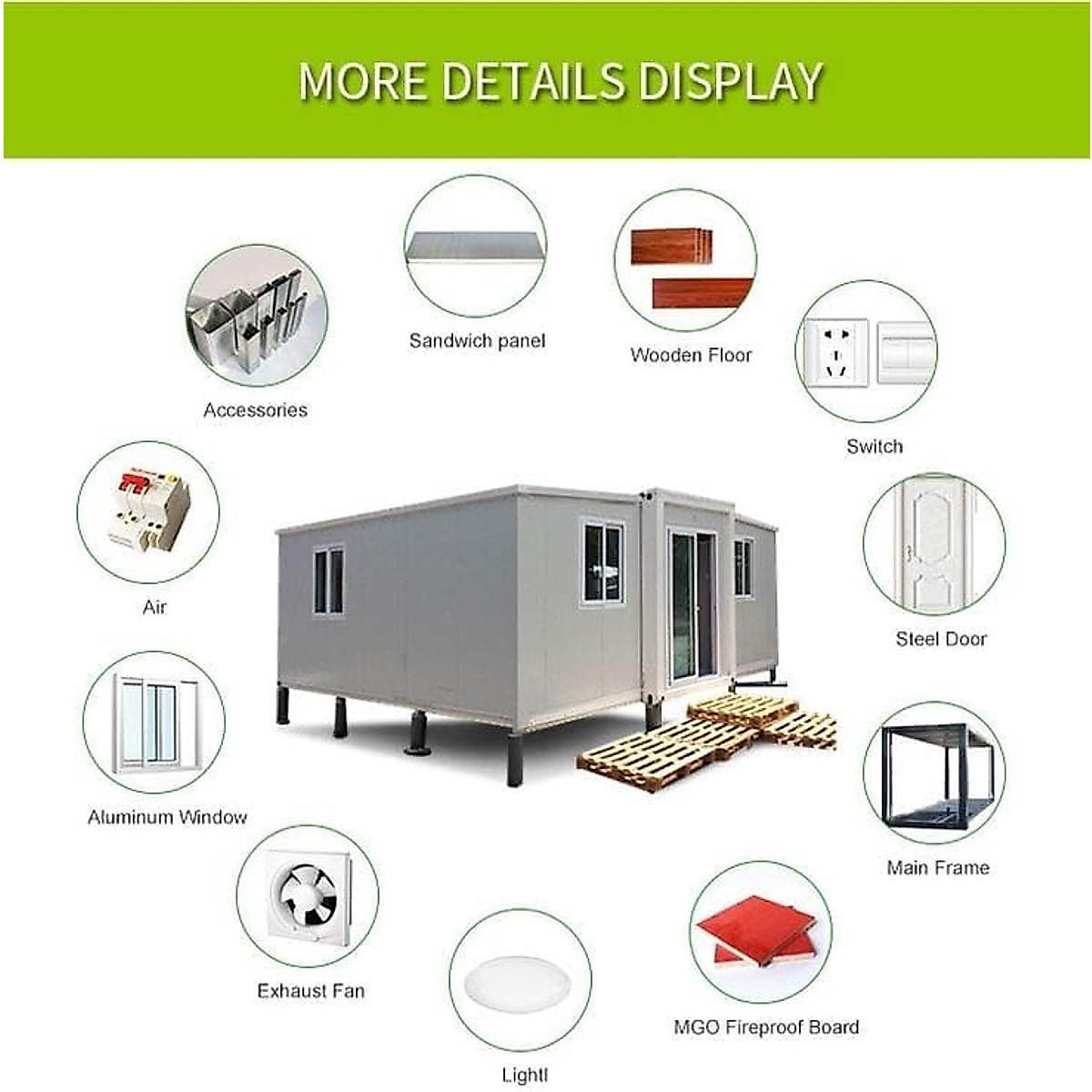 30 feet Portable prefabricated Tiny Mobile Home 30x20t, Mobile Expandable prefab House, 2 bedrooms, 1 Bathroom, Kitchen,Living Room,Office, Garage,den.