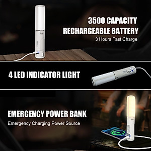 3in1 Camping Lantern Flashlight Rechargeable 3 Modes, 750LM, Portable Flashlight USB C, Strong Magnetic Multi Function Camping Lamp 3500mAh Foldable Led Tent Lights for Camping, Emergency, Hiking