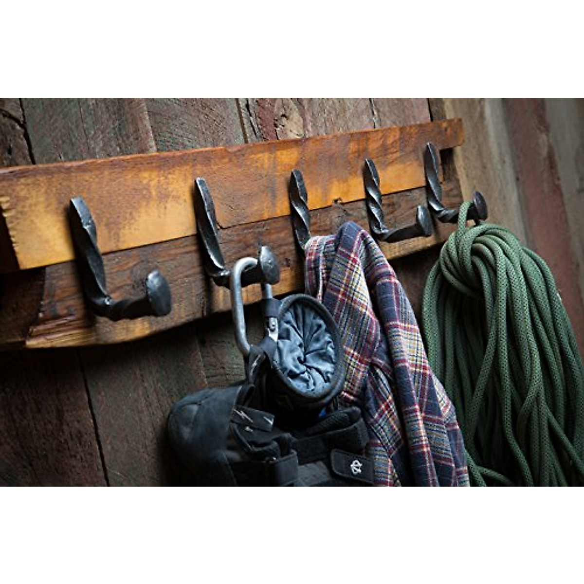 Twisted Reclaimed Railroad Spike 5 Hook Rack