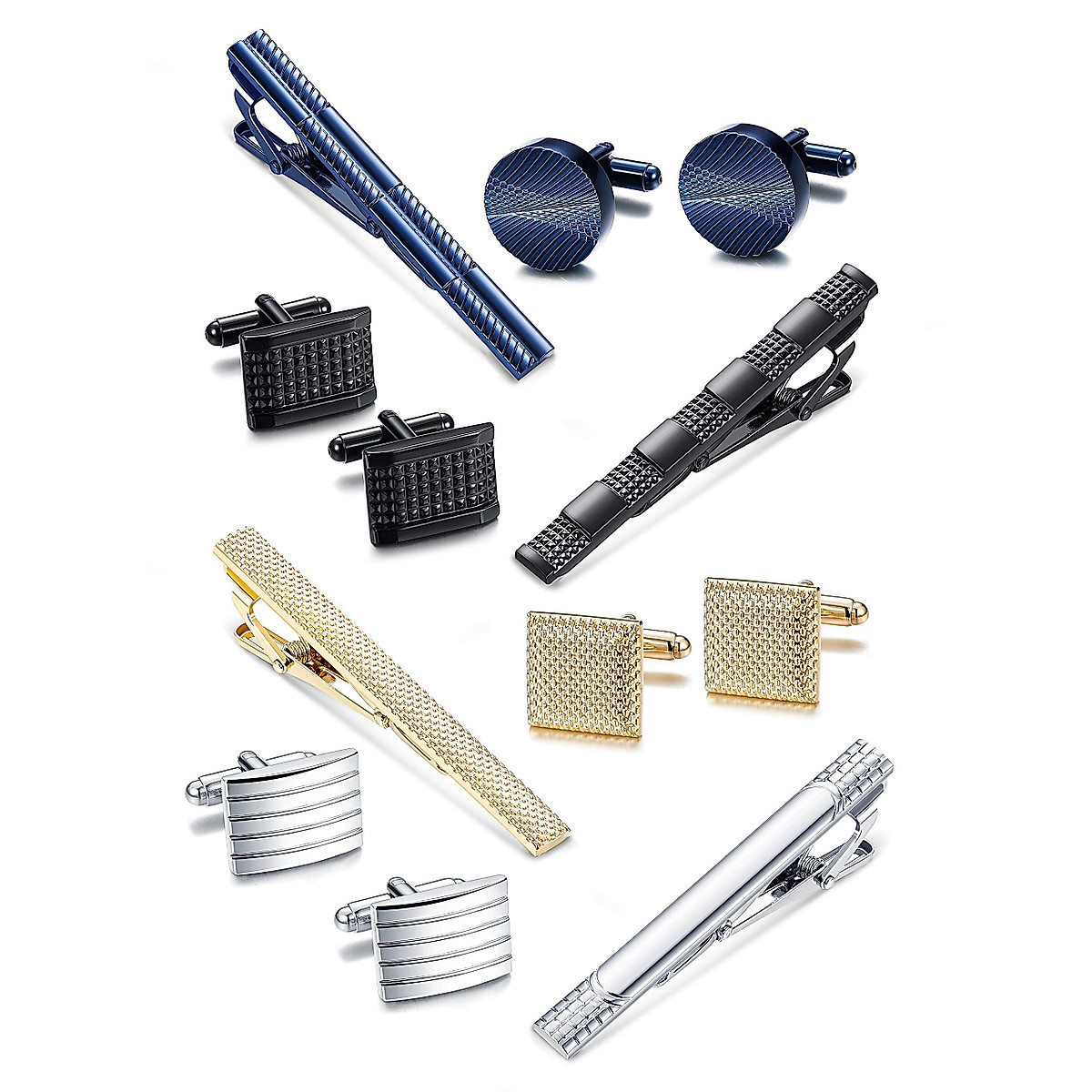 Jstyle Father Day's Gift for Dad Tie Clip and Cufflink Set for Mens Tie Bar Clips Cufflinks Shirt Wedding Business with Gift Box