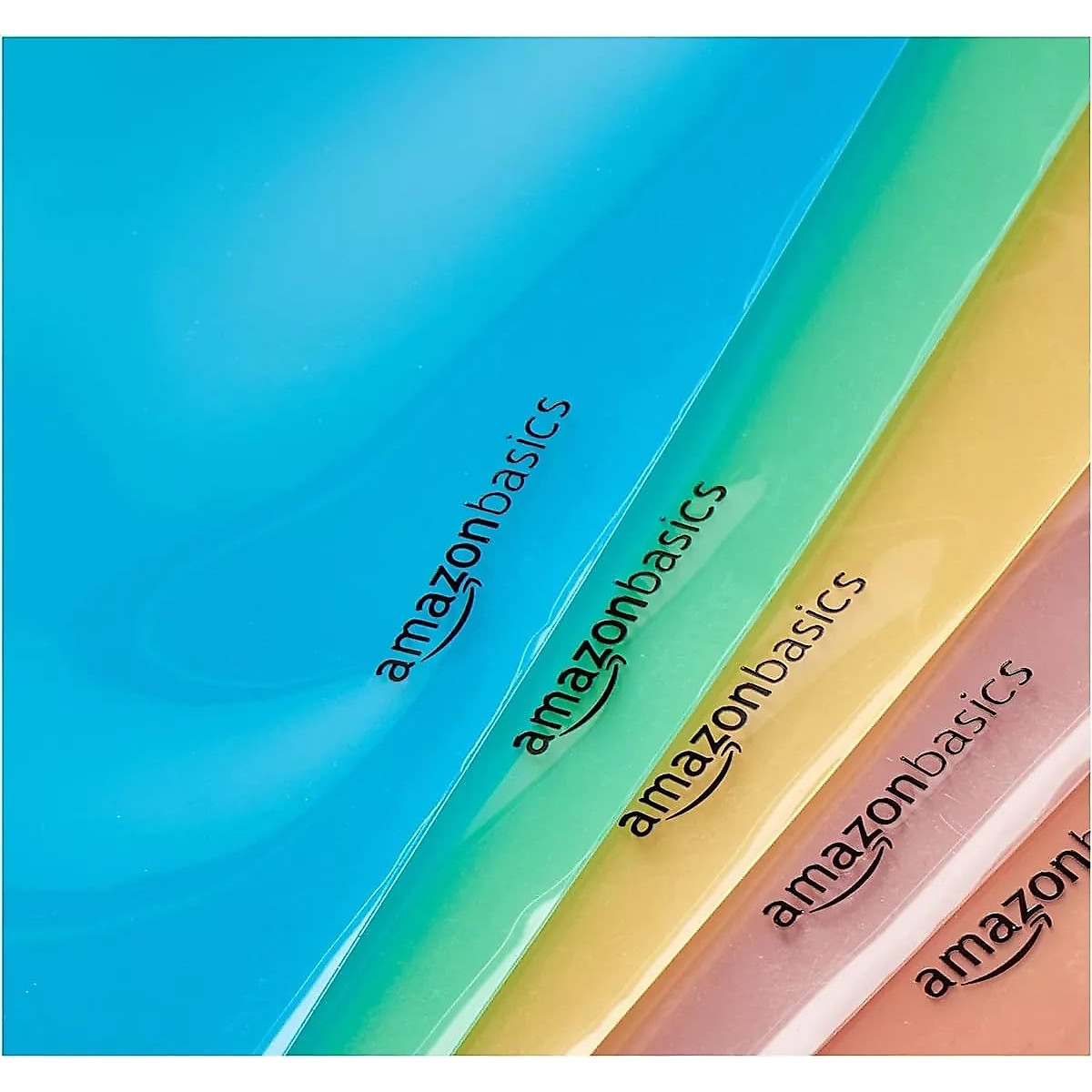 Amazon Basics Two Pocket Plastic Dividers with 5 Tabs, Multicolor, Pack of 3 Sets