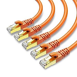 CAT 8 Ethernet Cable Shielded SFTP Internet Network Patch Cord, Heavy Duty High Speed LAN Cables w Gold Plated RJ45 Connector Professional for Router, Modem, Gaming, Xbox (5 Feet, 5 Pack Orange)