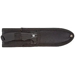 BladesUSA Perfect Point Throwing Knives – Set of 3 – Black Stainless Steel Blades and Handles w/ Spider Design, Nylon Sheath, Full Tang Construction, Well Balanced, Throwing Sport Knives – RC-1793B