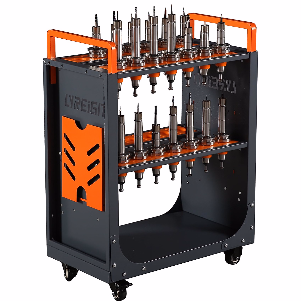 CAT50 Cart-20 Cap CNC Tool Cart，2023 New Model CNC Tool Transfer Cart， CNC Rolling Carts with Wheels， CNC Tools Holders, CNC Tools for CNC Cart, Cat 40 Tool Holder for Storehouse/Factory/Garage