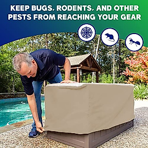 YardStash Deck Box Cover - Heavy Duty, Waterproof Covers for Outdoor Cushion Storage and Large Deck Boxes - Protects from Rain, Wind and Snow - XXL - Tan