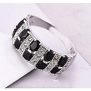 Charming 925 Sterling Silver Oval Black Onyx Gemstone Ring Wedding Jewelry Gift (7)