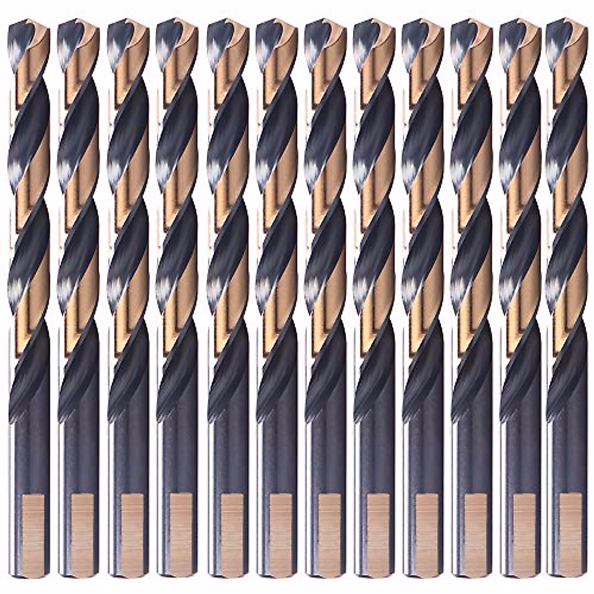 12 PCS 7/32" HSS Black and Gold Coated Twist Drill Bits, Metal Drill, Ideal for Drilling on mild Steel, Copper, Aluminum, Zinc Alloy etc. Pack in Plastic Bag