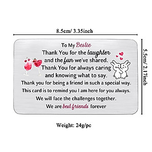 Bestie Birthday Greeting Cards Engraved Women Wallet Insert Card Graduation Gift Inspirational Best Friend Friendship Appreciate Personalised Christmas Go to University Farewell New Year Keepsake