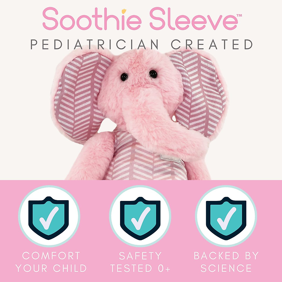 Soothie Sleeve Plush Comforts with Parent's Scent | Pediatrician Designed (Fussy, Crying Baby or Child. Separation Anxiety, Shower, Hospital, NICU Gift), Emmy The Elephant