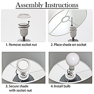 Simple Designs LT1135-GRY 20.4" Tall Traditional Ceramic Purled Texture Bedside Table Desk Lamp w White Fabric Drum Shade for Home Decor, Bedroom, Living Room, Entryway, Office, Gray