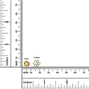 14K Yellow Gold Polished AAA Cubic Zirconia 7.50mm Daisy Flower Stud Earrings