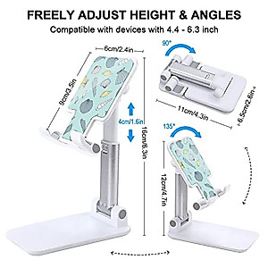 Seashell Pattern Cell Phone Stand for Desk Foldable Phone Holder Height Angle Adjustable Sturdy Stand White-Style