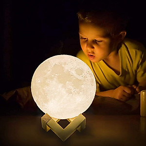 AED Birthday Gifts for Women Gifts for Teenage Girls Boys Girlfriend Anniversary, Moon Lamp 2023 Upgrade with Timer, 3D Printing 16 Colors Wooden Stand & Remote/Touch Control 4.8 inch (Small)
